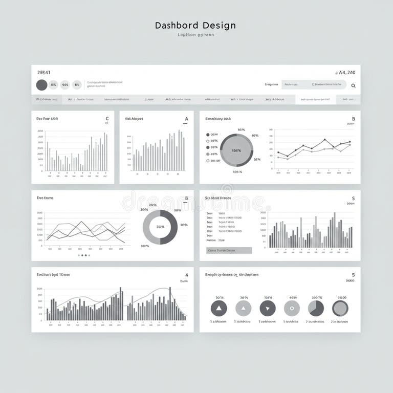 Dashboard Displaying Various Data Visualizations, Including Bar and Line Graphs, and Stock ...