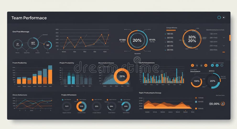 Dashboard Featuring a Dark-themed Interface with Various Data ...