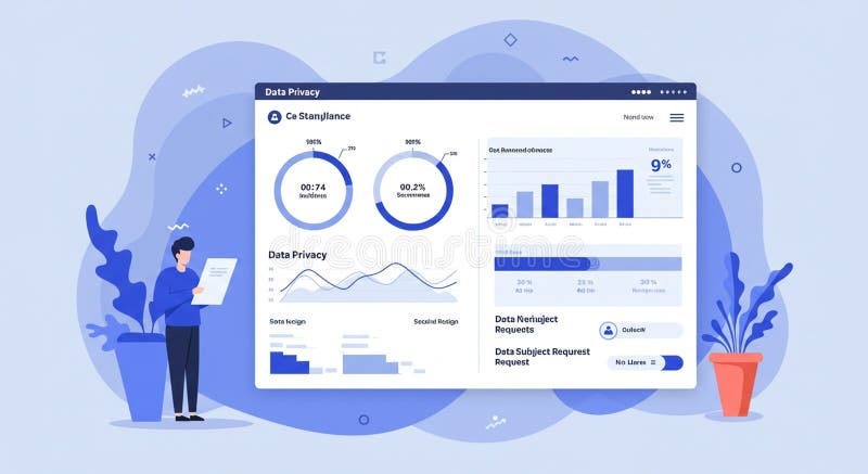 Dashboard-focused Illustration Featuring a Data Privacy Interface. the ...