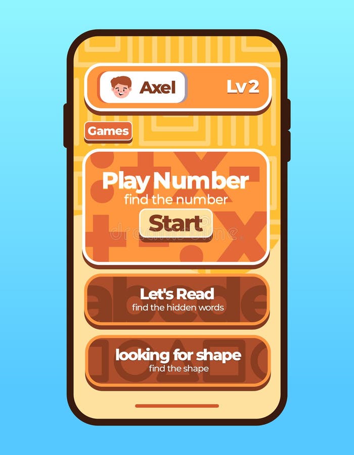 Dashboard of Game Options Play Number Buttons Mobile Apps Smartphone ...
