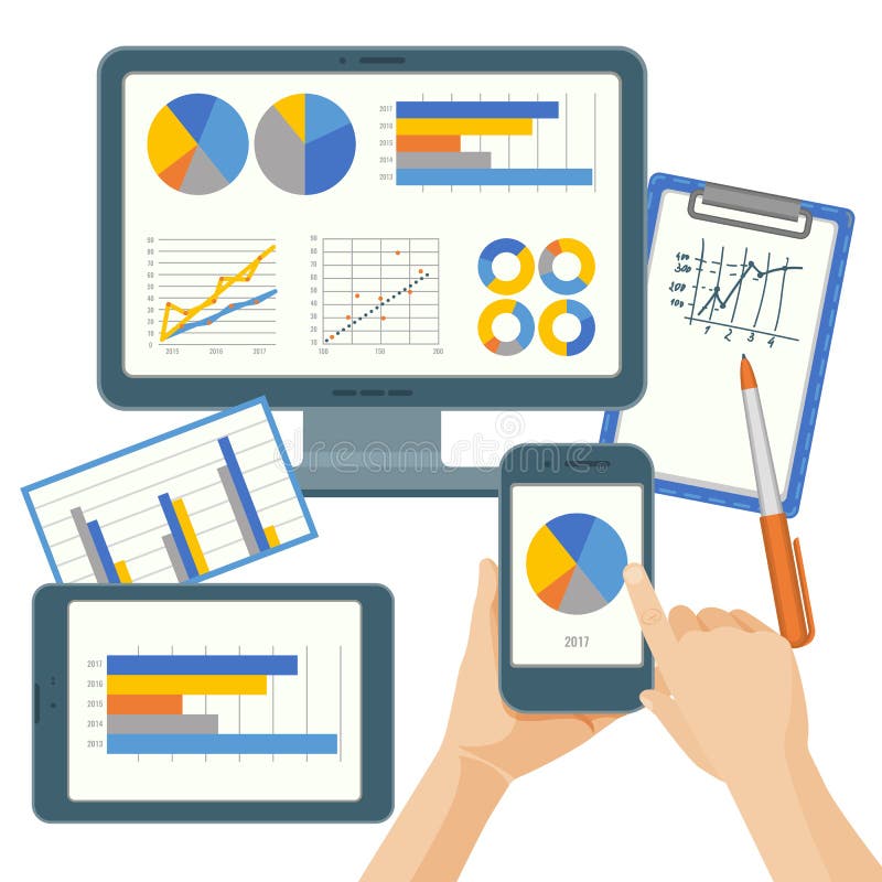 Dashboard Icons of Human Hands and Gadgets Vector Illustration Stock ...