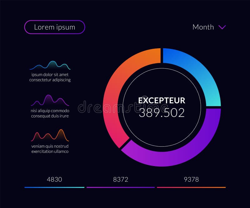 Dashboard Infographic User Interface. Data Visualization Pie Chart ...