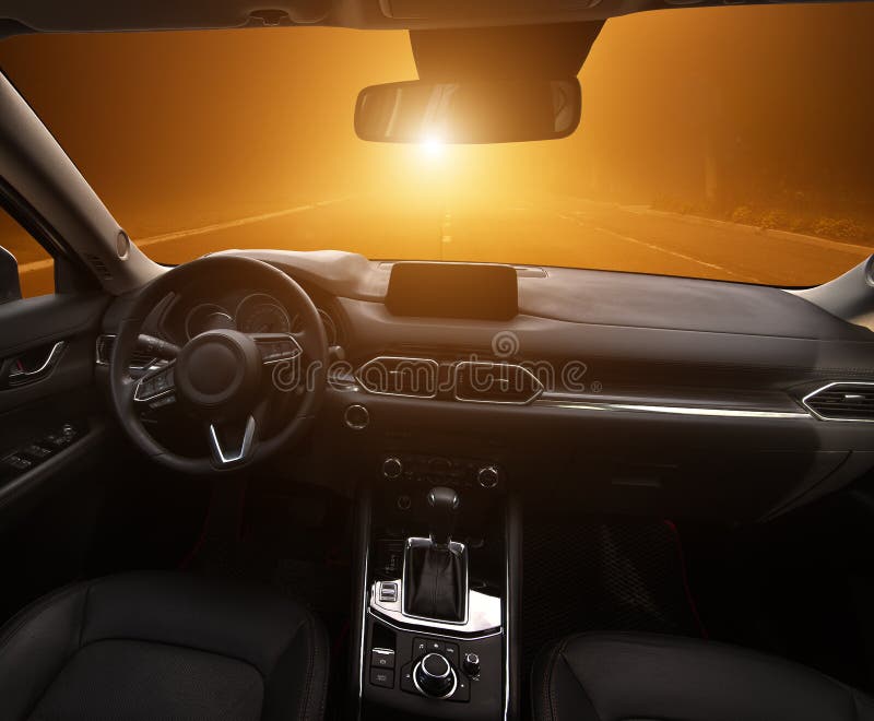 Dashboard inside car stock image. Image of asphalt, landscape - 198738219