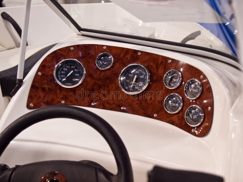 Dashboard Instruments Speedboat Stock Photo - Image of display, boat ...