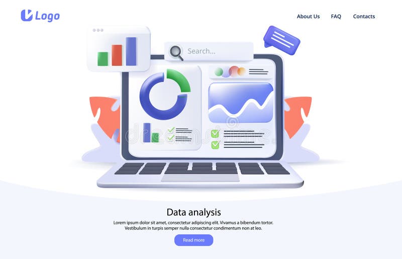 Dashboard and Interact with Graphs 3D Illustration. Data Analysis, and ...