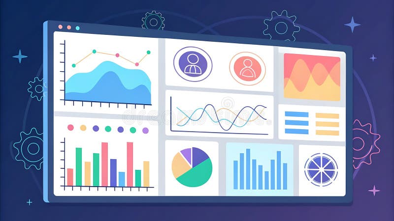 Modern Business Dashboard, Visual Dashboard, Visual Tool Stock Illustration - Illustration of ...