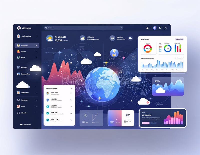 Dashboard Interface Displaying Global Climate Data with Visual ...
