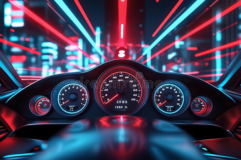 Dashboard and Lights and Speed Metter Stock Illustration - Illustration ...