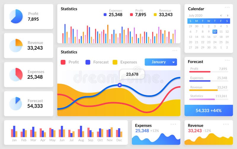 Infographics Chart Set. Charts Result Graphs Icons Statistics Financial ...