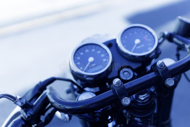 The Dashboard of the Motorcycle and Part of the Steering Column Stock ...