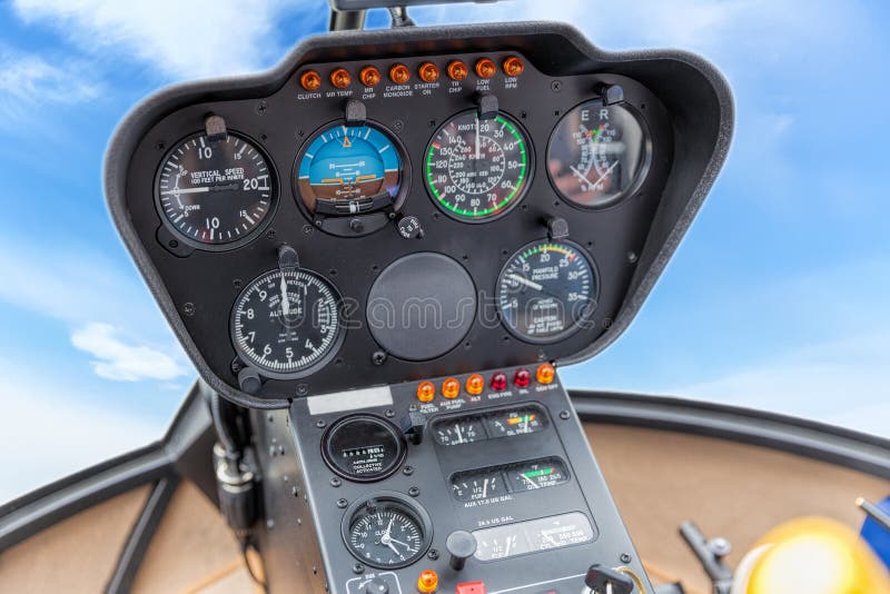 The Dashboard Panel in Helicopter Cockpit Stock Image - Image of ...