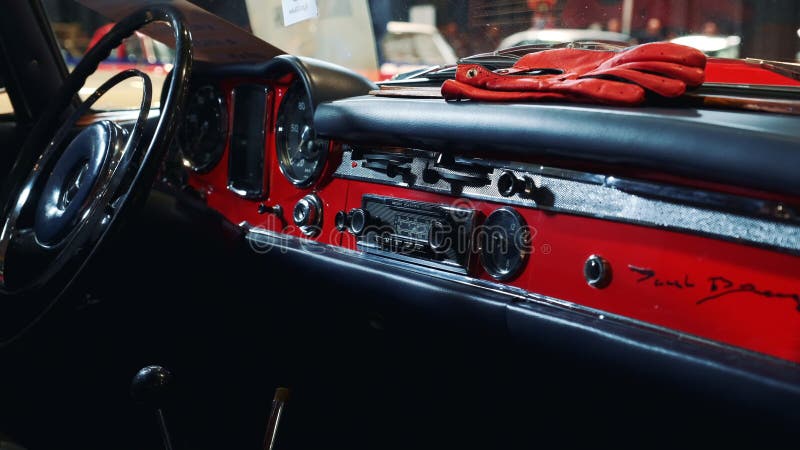 Dashboard Panel of Red Retro Car Stock Footage - Video of retro ...