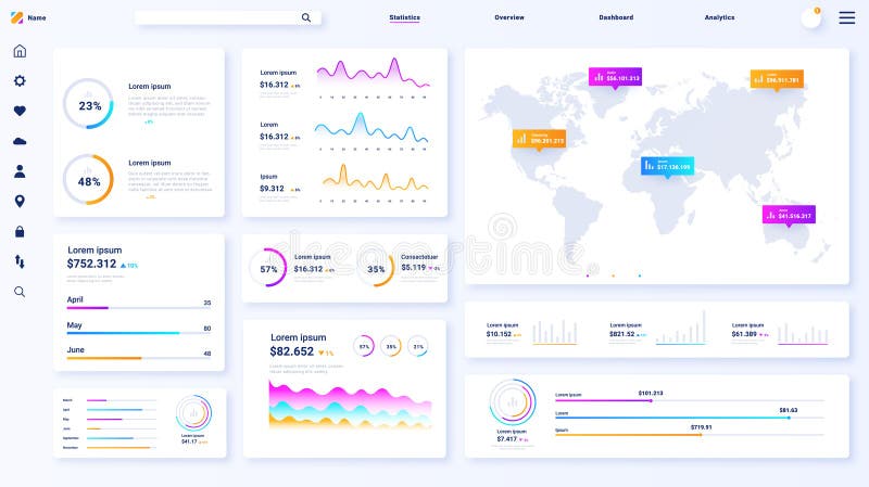 Dashboard Panel White Poster Vector Stock Vector - Illustration of data ...