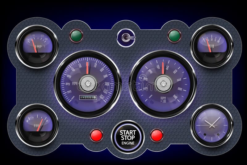 Car Dashboard Speedometer, Tachometer, Digital LED Indicators for Fuel ...