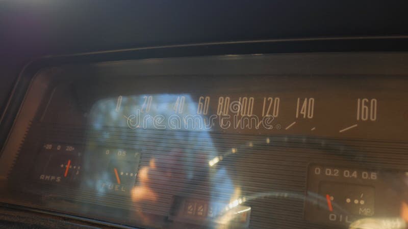 The Dashboard in a Retro Car. Dial and Arrow of the Speedometer Stock ...
