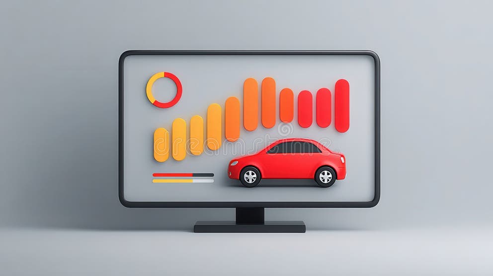 A Dashboard Screen Displaying Driving Analytics with a Red Car, Various ...