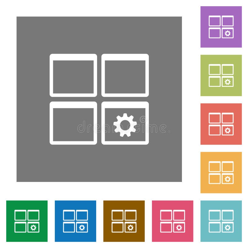 Dashboard Settings Square Flat Icons Stock Vector - Illustration of ...