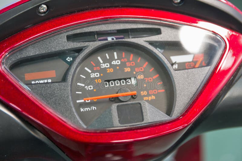 Dashboard with Speedometer of Electric Motorcycle Closeup Stock Image ...