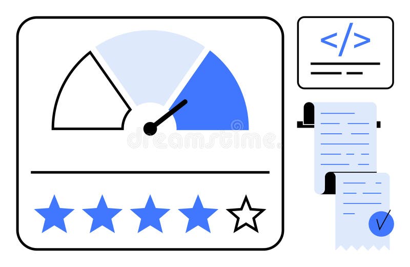 User Feedback and Performance Metrics Dashboard with Rating and Code Validation Elements Stock ...