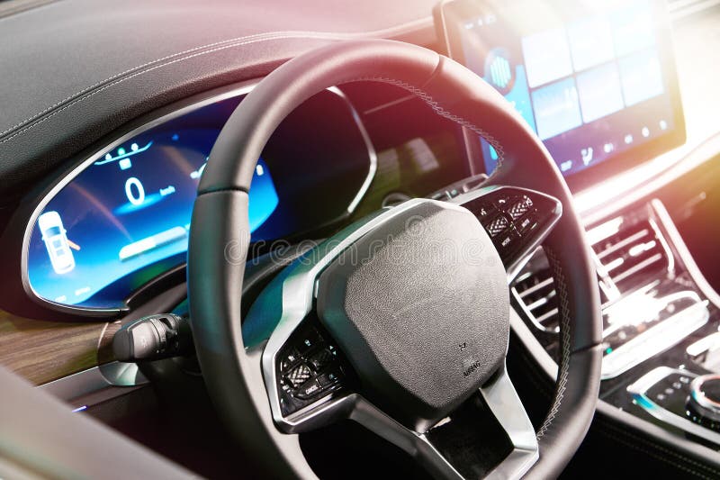 Dashboard and Steering Wheel Car Stock Photo - Image of design, luxury ...