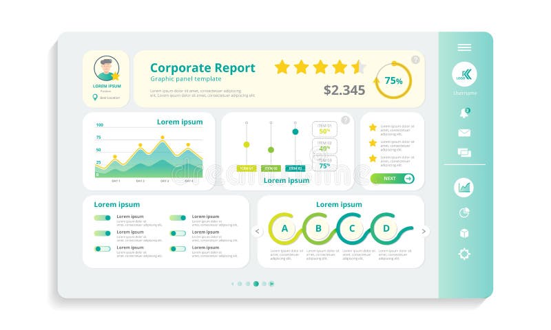 Corporate Report, Display Panel for Company Report with Infographic ...