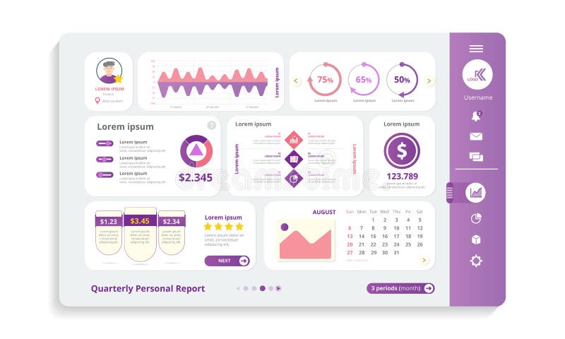 Quarterly Personal Report, Infographic Panel Templates Stock Vector ...