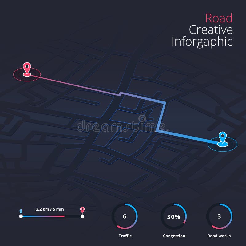 Dashboard Theme Creative Infographic of City Map Navigation Stock ...