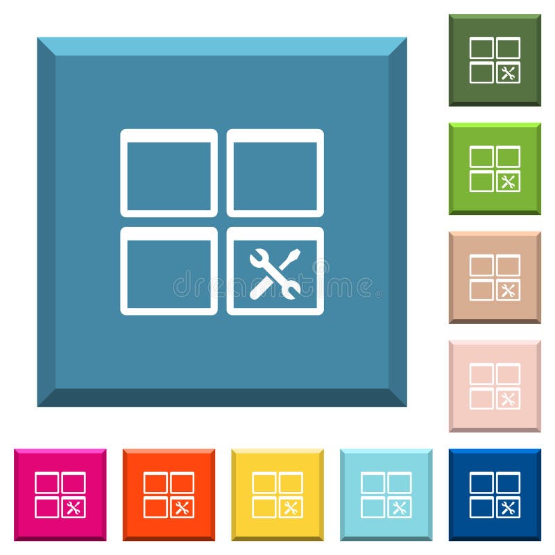 Dashboard Tools White Icons on Edged Square Buttons Stock Vector ...