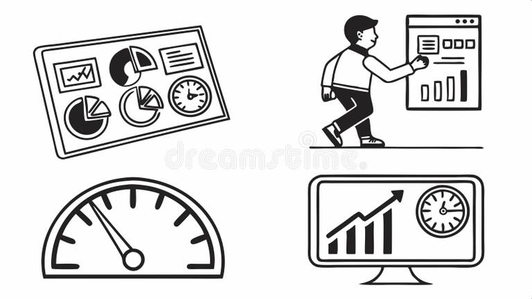 Dashboard UI Elements, Speedometer and Data Visualization Design Vector ...