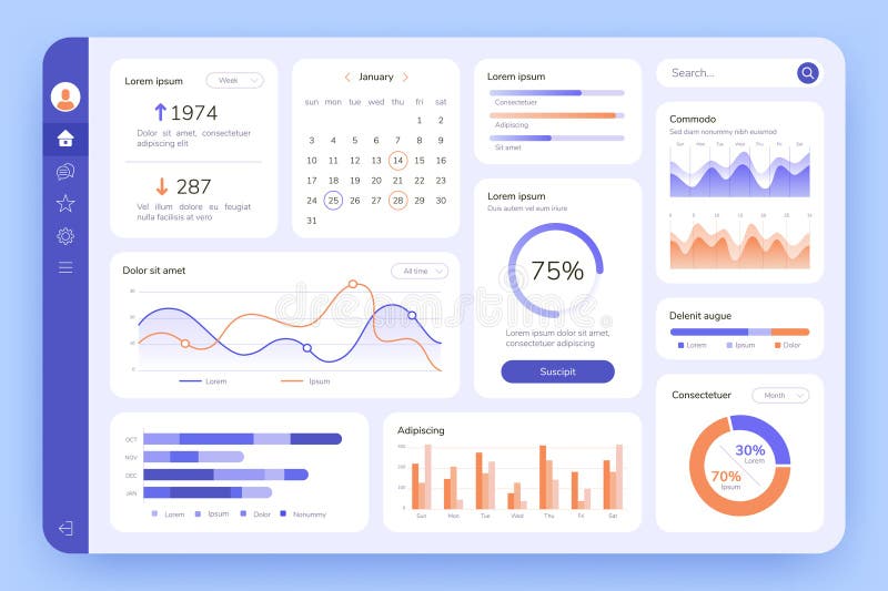 Dashboard. UI Infographic, Data Graphic and Chart. Screen with Business ...