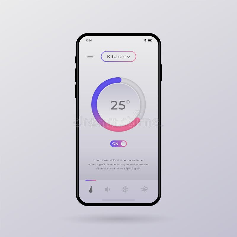 Dashboard UI and UX Kit. Control Center Design. Temperature Control in the Room Stock Vector ...