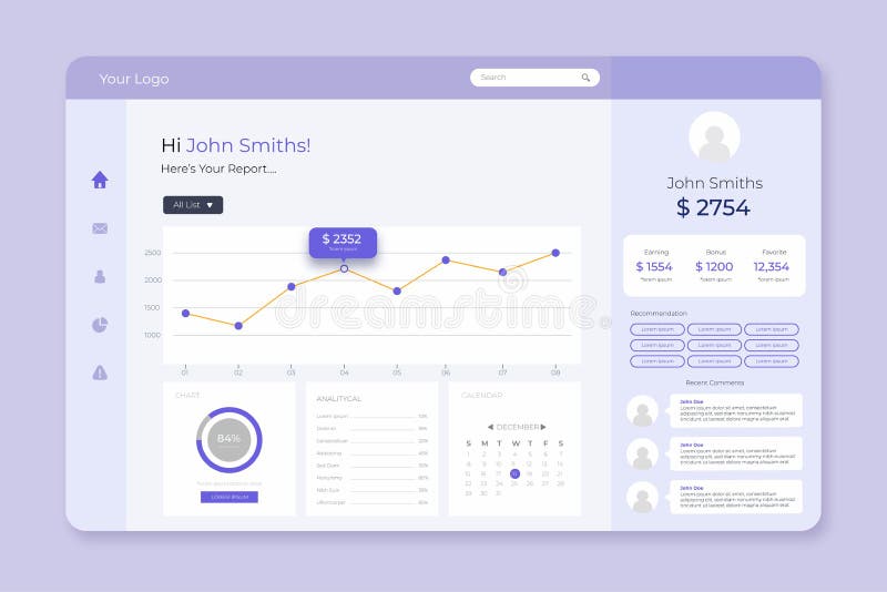 Dashboard User Panel Template Design for Business Presentations or ...