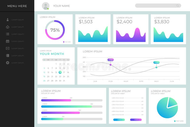 Dashboard User Panel Template Design for Business Presentations or ...