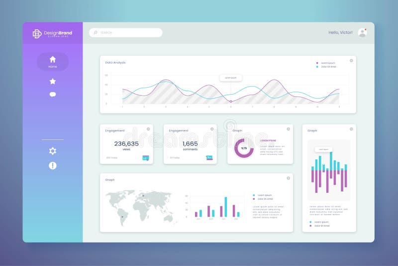 Dashboard User Panel Template Design for Business Presentations or ...
