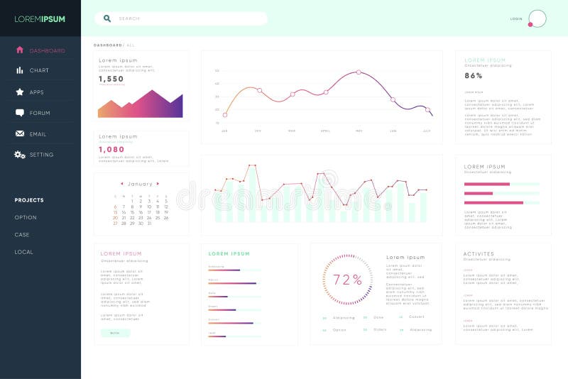Dashboard User Panel Template Design for Business Presentations or ...