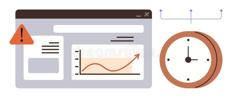 Dashboard with Warning Alert, Growth Chart, and Analog Clock ...
