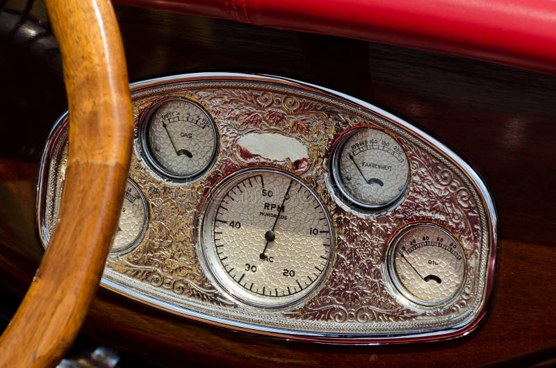 Antique Boat Instrument Panel Stock Photo - Image of porthole, gauges ...