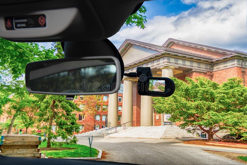 Dashcam Camera View of the Harvard University Campus, Cambridge, USA ...