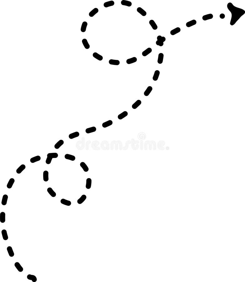 Dashed Arrow Curving and Looping, Representing a Journey, Progress, or ...