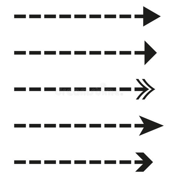 Dashed Arrow Set. Direction Indicator Group. Simple Vector Pointer ...