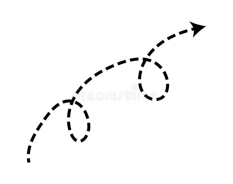 Dashed Arrow Set. Vector Doodle Dot Line Stock Vector - Illustration of ...