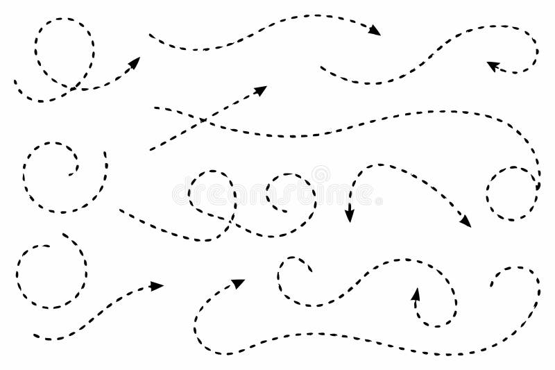 Dashed Arrows Design Elements Guide Direction Path Route Navigation ...