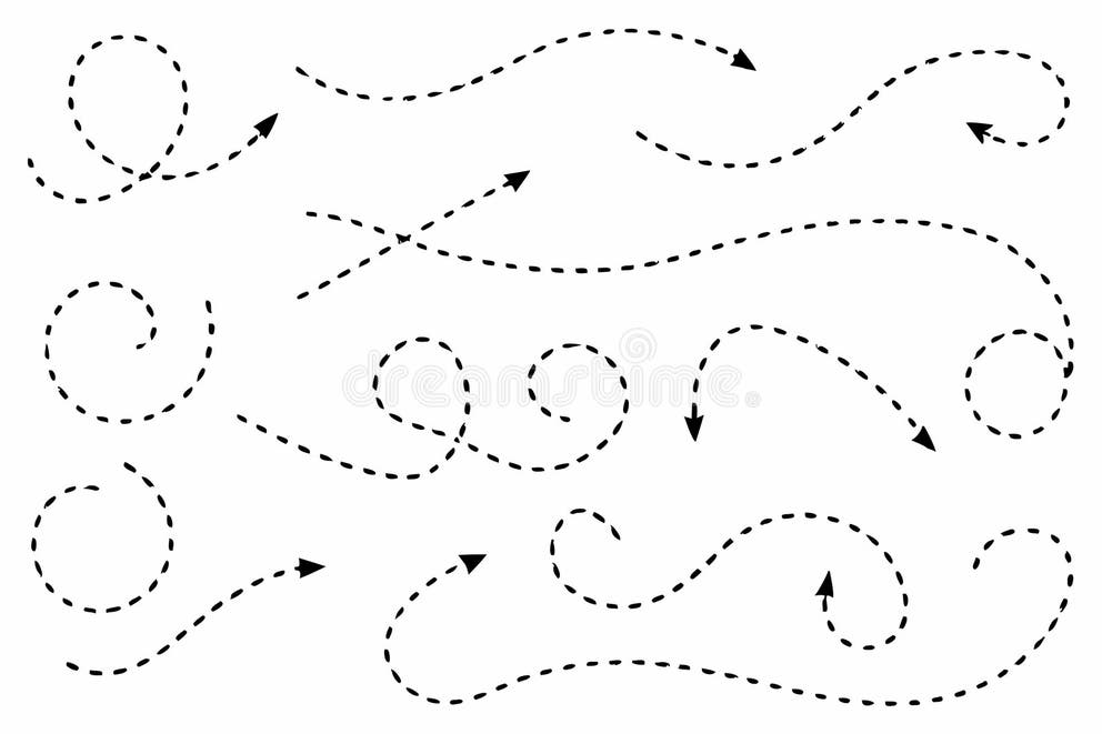 Dashed Arrows Design Elements Guide Direction Path Route Navigation Movement Flowchart Design ...