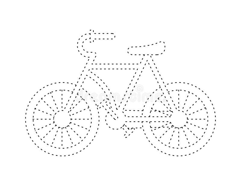 Dashed Bicycle Outline for Coloring Book Template, Bicycle for Kids ...