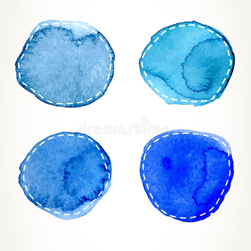 Dashed Blue Watercolor Circles Stock Vector - Illustration of circle ...