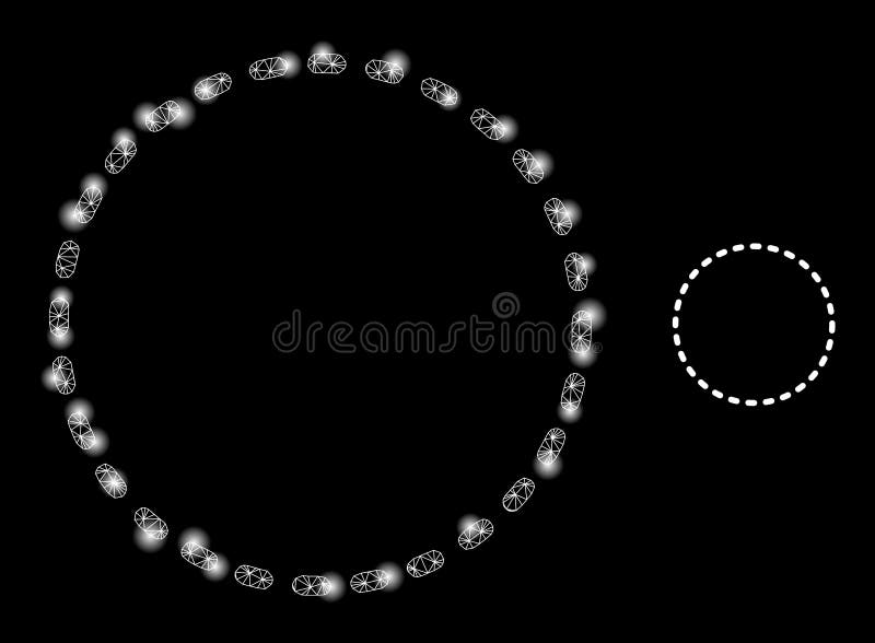 Dashed Circle Area Icon - Wire Frame Mesh with Glare Spots Stock Vector ...