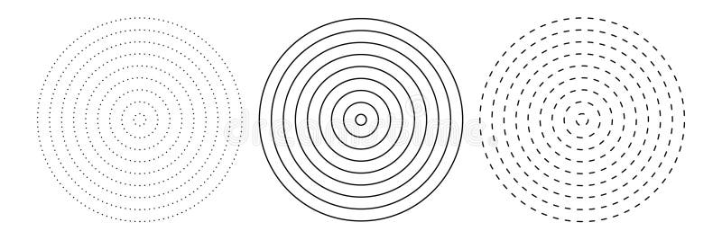 Dashed Concentric Circle Icon. Black and White Broken Circular Rings ...