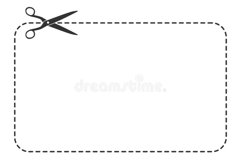 Dashed Cut Out Line with Scissors, Coupon Border Template Stock Vector ...