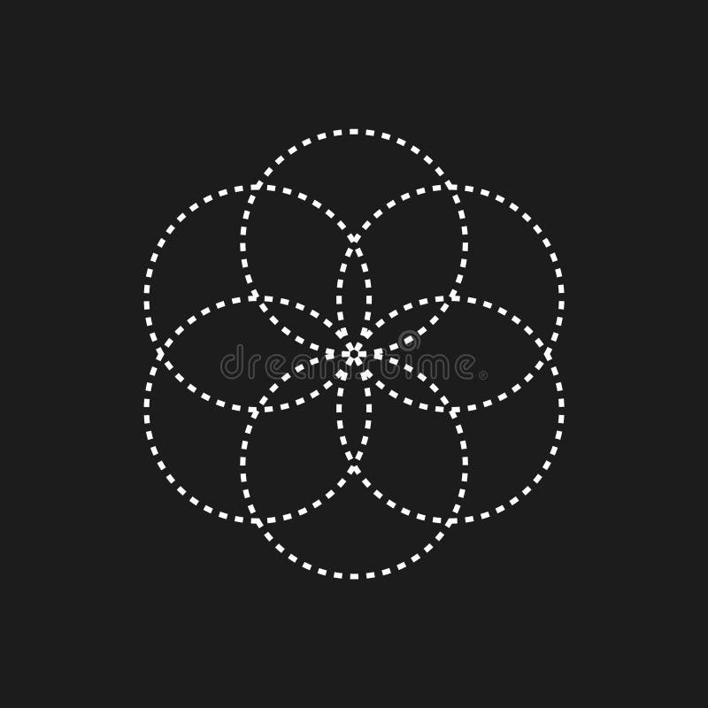 Dashed Floral Pattern. Abstract Dotted Design. Minimal Black Shape ...