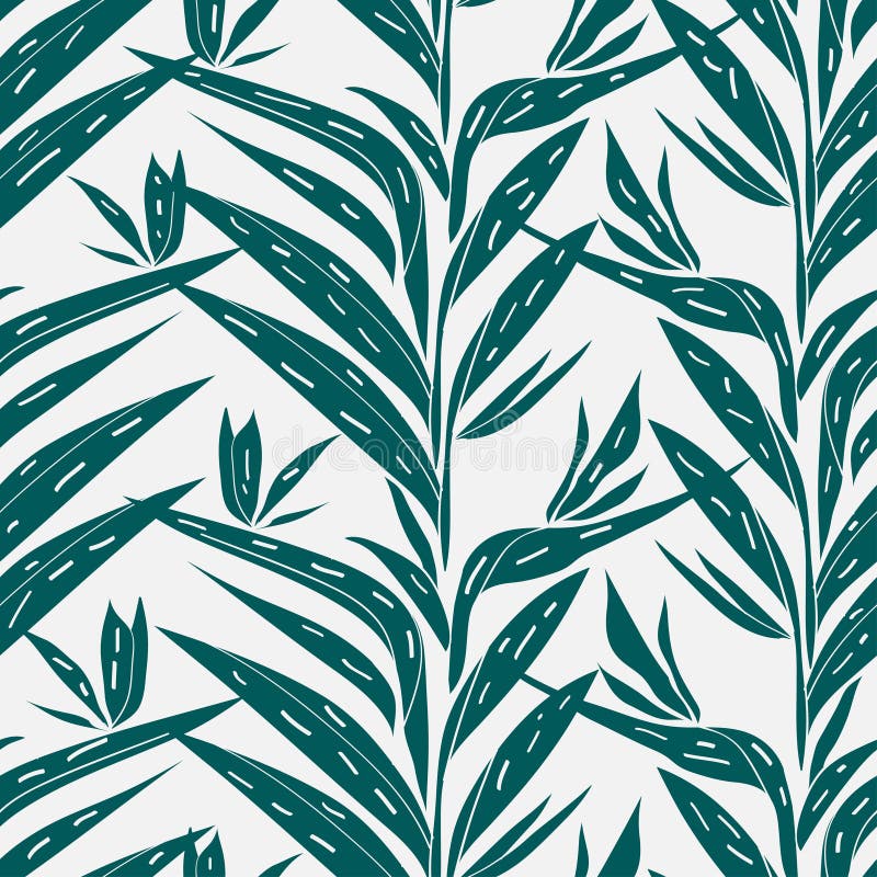 Dashed Leaves in Tropical Blue Vertical Pattern Stock Vector ...